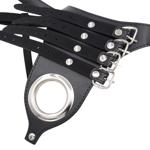 Leto Faux Leather Male Chastity Lock Pants | Shop Kink Online | Sexyland