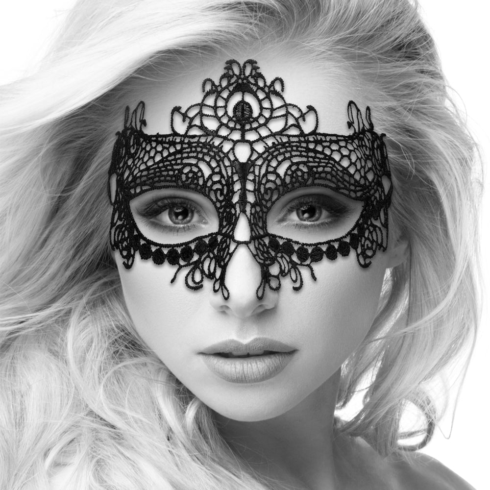 Ouch! Queen Black Lace Eye Mask | Laser-Cut Masquerade Mask | Sexyland